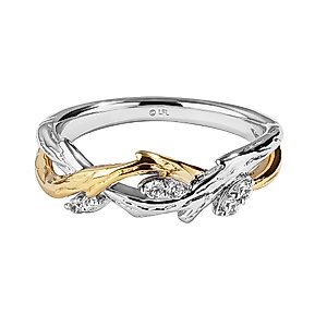 Jewelili Star Wars™ Fine Jewelry The Dagobah Women's Ring 1/10 Ct.Tw. White Diamonds True Two Tone Silver and 10K Yellow Gold
