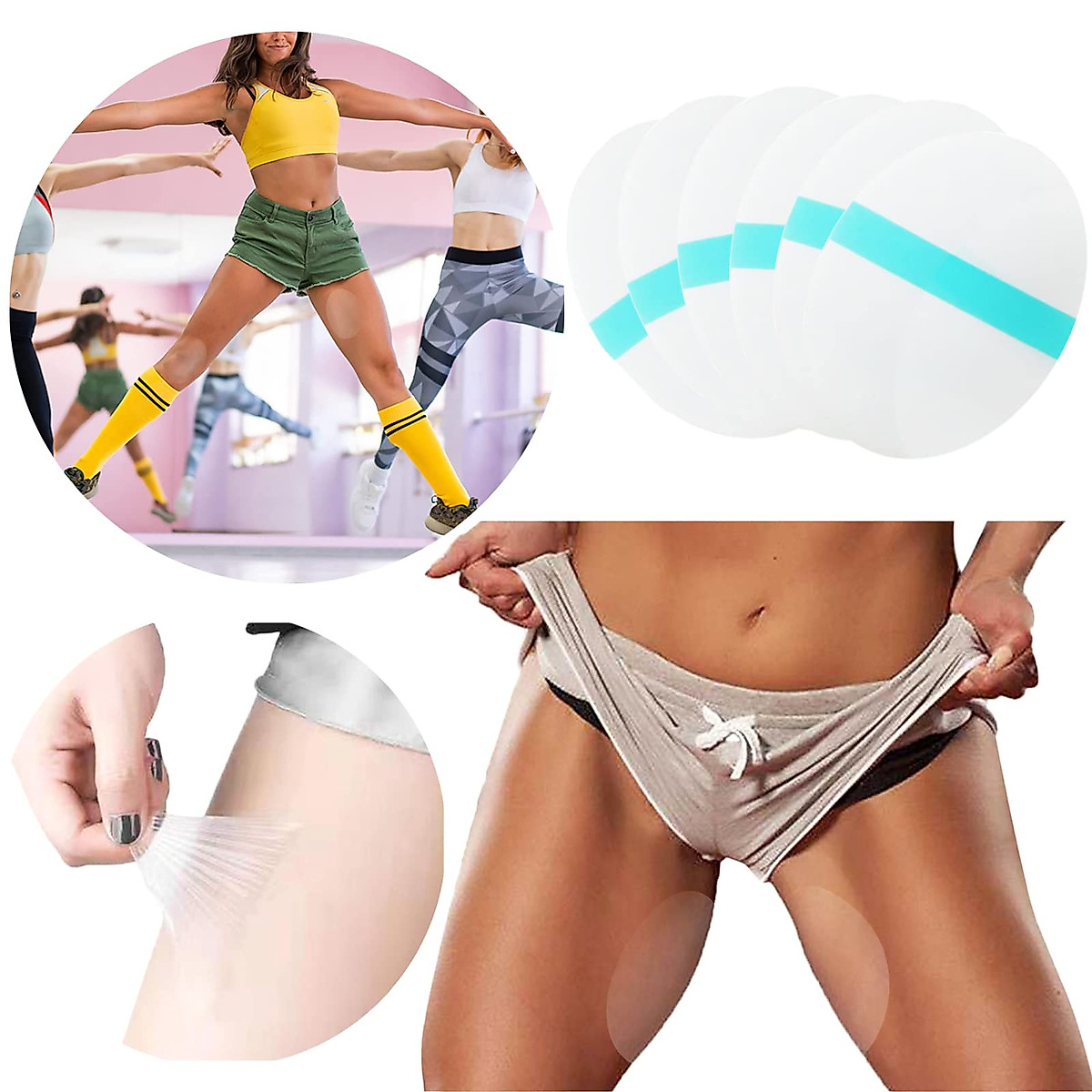 WOLAIYE Thigh Inner Anti-Chafing Sticker, Self-Adhesive Wear-Resistant Disposable Body Anti-Friction Pads, Transparent Ultra-Thin Invisible Patch,10PCS