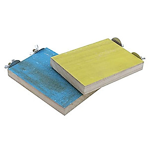 T Tulead 2PCS Wood Bird Perch Stand Platform Cage Accessories Multifunctional Parakeet Parrot Perch Stand (Blue,Yellow)