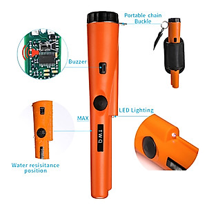 Pinpoint Handheld Metal Detector pinpointer - Metal detectors for Adults and Kids Include a 9V Battery and a Belt Holster Orange