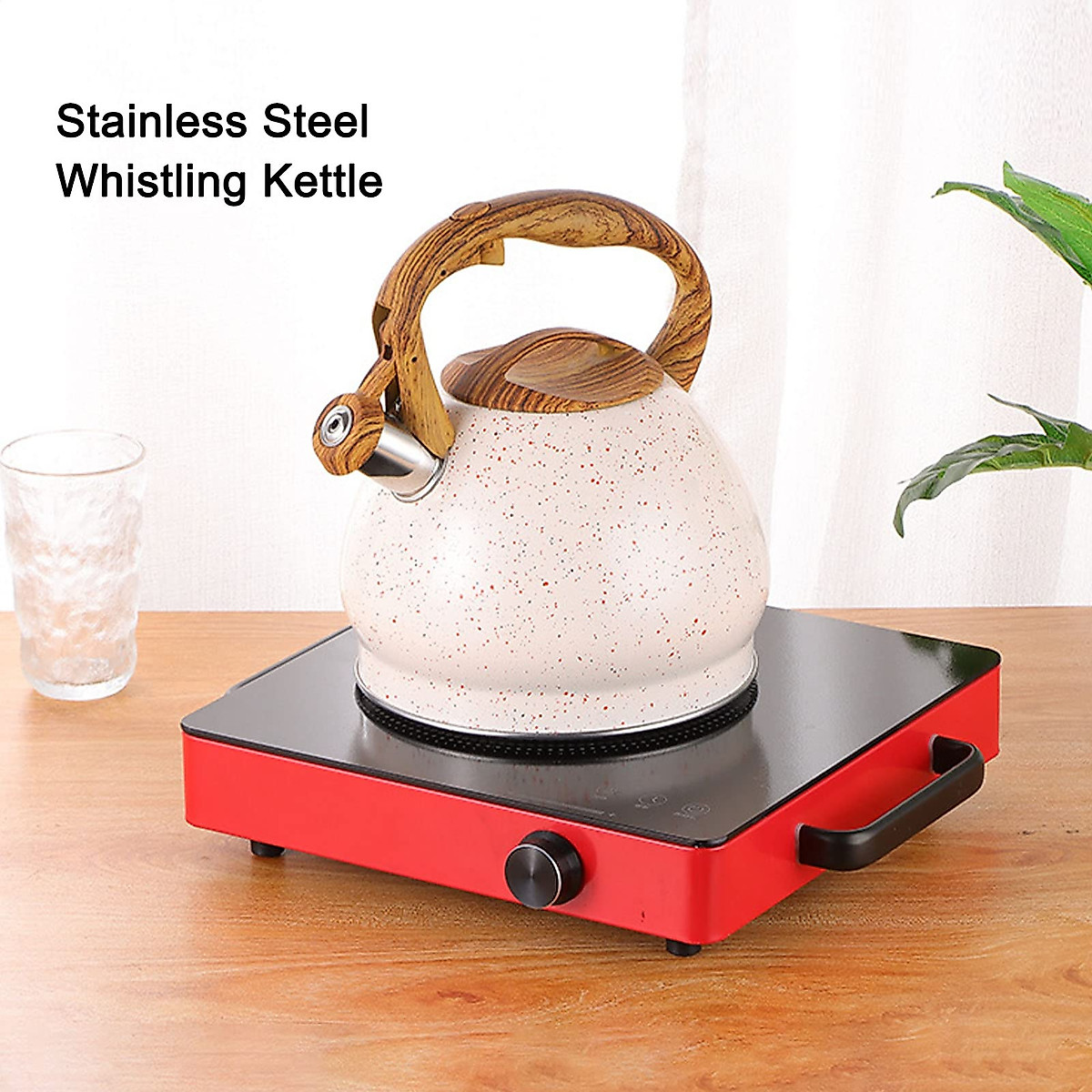 Whistling Stovetop Tea Kettle, 3L Stainless Steel Whistling Tea Kettle with Ergonomic Handle, Stovetop Whistling Kettle Teapot, for Home Kitchen