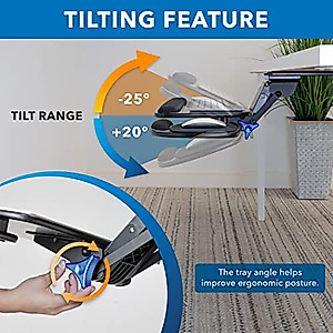 Mount-It! Under Desk Keyboard Tray, Adjustable Keyboard and Mouse Drawer Platform with Ergonomic Wrist Rest Pad, 17.25" Track, Black