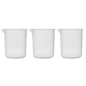 EISCO 3PK Plastic Beakers, 1000ml - Polypropylene Plastic - Raised Graduations, Tapered Spout - Euro Design