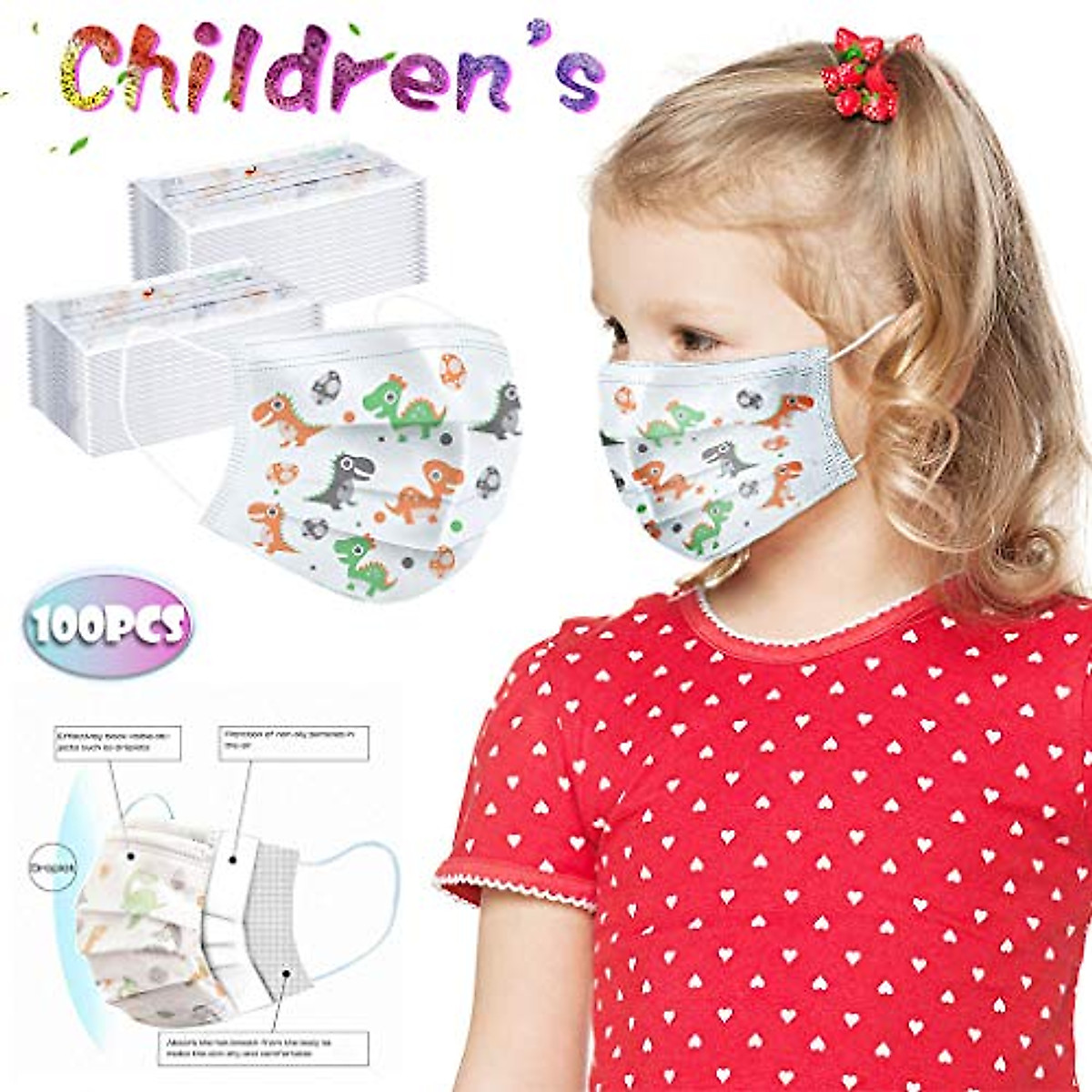 Anewoneson Kid Outdoor Dust Face Macks Disposable Health Protection Bandana 3Ply Ear Face Màsc 10-100PC