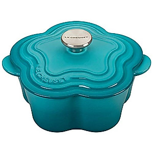 Le Creuset Enameled Cast Iron 2.25qt. Flower Cocotte and (2) Stoneware Mini flower Ramekins