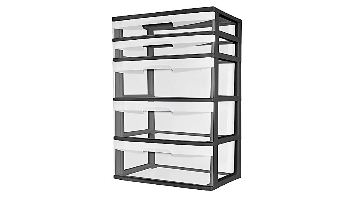 Sterilite 5 Drawer Wide Tower Storage Organizer for Any Space