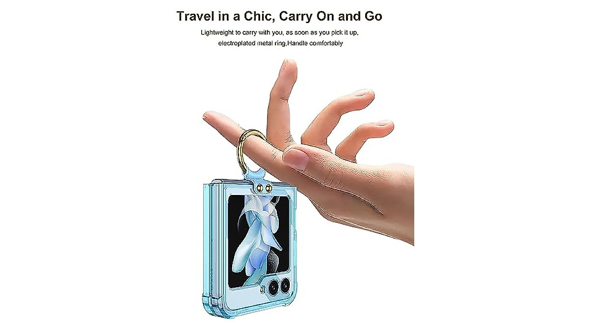 TECHY for Samsung Z Flip 5 Case with Ring Stand, Galaxy Z Flip 5 Clear ...