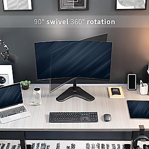 VIVO Single Monitor Desk Stand, Holds Screens up to 32 inch Regular and 38 inch Ultrawide, Freestanding VESA Steel Mount Base, Adjustable Height, Tilt, Swivel, Rotation, Black, STAND-V001H