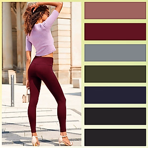 Syrinx 7 Pack Leggings for Women - High Waisted Tummy Control Soft Yoga Pants for Workout Running