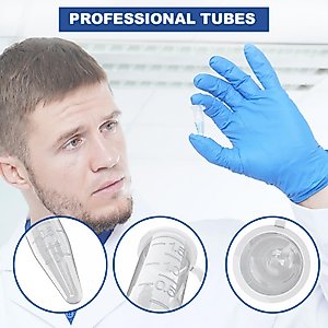 ONiLAB 500Pcs 1.5ml Polypropylene Graduated Microcentrifuge Tubes with Attached Lid,Clear Conical Micro Centrifuge Small Sample Bottle Vials Container for Lab