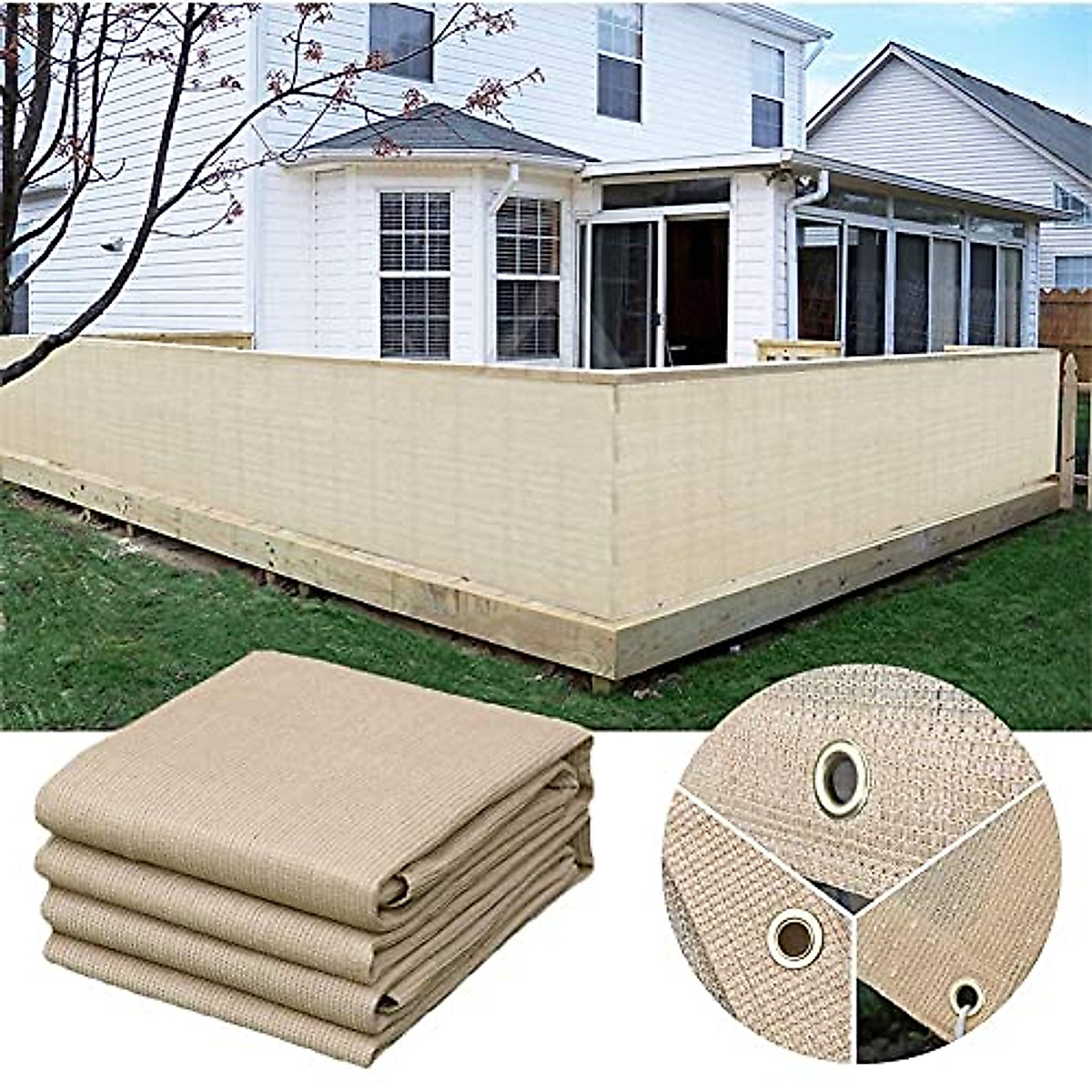 ALBN Balcony Privacy Screen, Blocking The Line of Sight Windshield UV Stable Garden Patio Fence HDPE, 51 Sizes (Color : Beige, Size : 120x300cm)