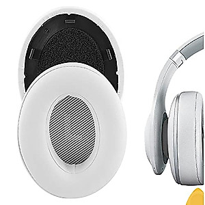 Geekria QuickFit Protein Leather Replacement Ear Pads for JBL Everest Elite 700, V700NXT Headphones Earpads, Headset Ear Cushion Repair Parts (White)