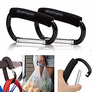2 PCS Strong Stroller Hooks for Bags, Car Headrest Hook, Grocery Bag Hooks Large Carabiner Heavy-Duty Clip Hook for Groceries, Dog Leashes, Purses - 5.5"