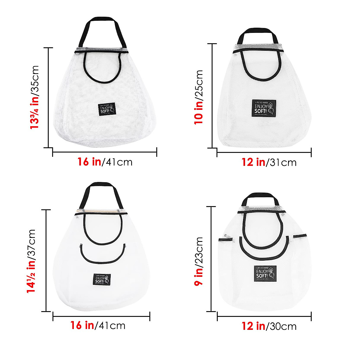 Linkidea 8 Pack Reusable Mesh Bag, Portable Fruit Bags, Washable Hanging Storage Bags, Organizer Shopping Handbag for Garlic, Onions, Potatoes