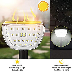 Solar Outdoor Spot Lights, [2 Pack/32 LED] IP67 Waterproof Landscape Spotlights, 3 Modes Wireless Solar Powered Garden Lights for Yard Garden Driveway Porch Patio (Warm White)