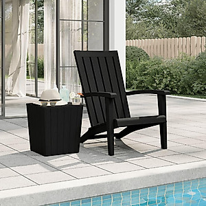 Tidyard Patio Adirondack Chair Black Polypropylene Outdoor Fire Pit Chair Wooden Garden Armchair for Porch Pool Lawn Deck Backyard Balcony Outdoor