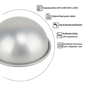 Kundalini 6inch Ball Cake Pan Dome Cake Pan Anodized Aluminum Hemisphere Pan 3D 6inch Sport Ball Cake Pan DIY Birthday Cake Pan
