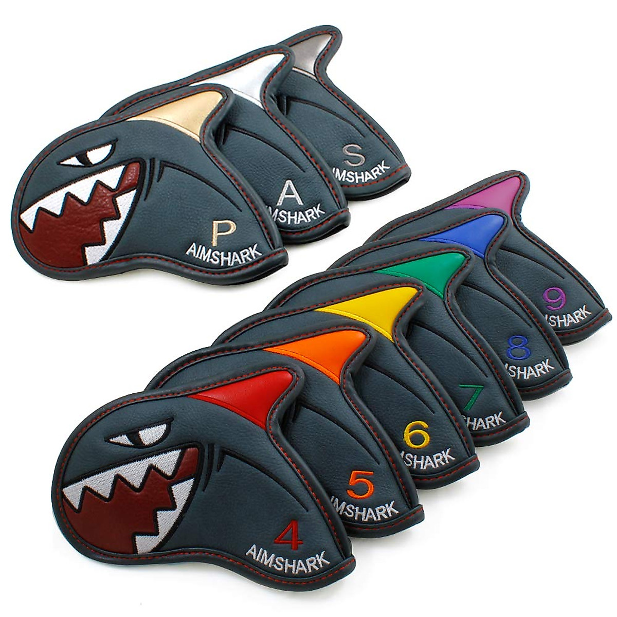 AIMSHARK Coloring Golf Iron Covers/9pcs Set/Golf Head Covers (Gray Set)