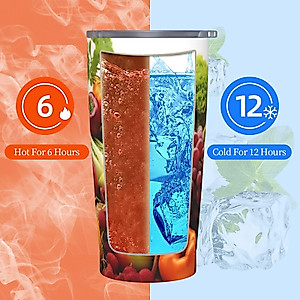 Various Vegetables and Fruit print 20 oz Stainless Steel Tumbler With Lid And Straw Insulated Coffee Cup Portable Travel Mug For Cold And Hot Drinks