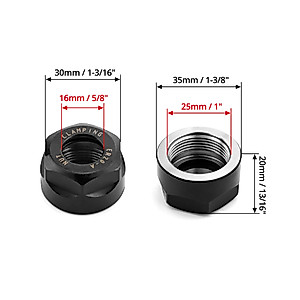 QWORK ER20 A Collet Clamping Nuts for CNC Milling Chuck Holder Lathe, 4 Pack (Black)