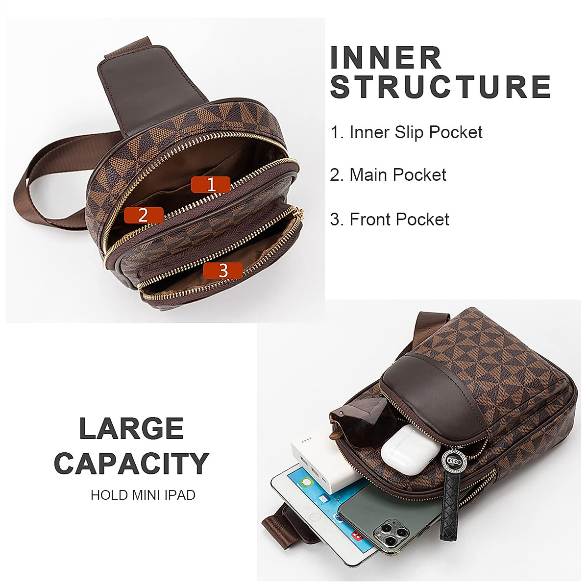 Nerdwax Sling Crossbody Backpack Shoulder Bag for Men Women Leather Chest Purse Trendy Fanny Pack