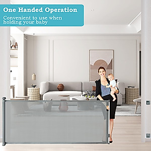 126 Inches Extra Wide Retractable Baby Gates for Large Openings, Sunnycome Extra Wide Baby Gate for Stairs, Doorways, Extra Long Dog Gates for Indoor, Outdoor, Child Gates for Wide Openings(Gray)