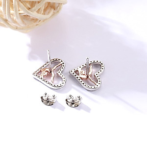 Gymnastics Stud Earrings for Her - 925 Sterling Silver Gymnastic Birthday Jewelry Gifts for Gymnast Women (CZ)