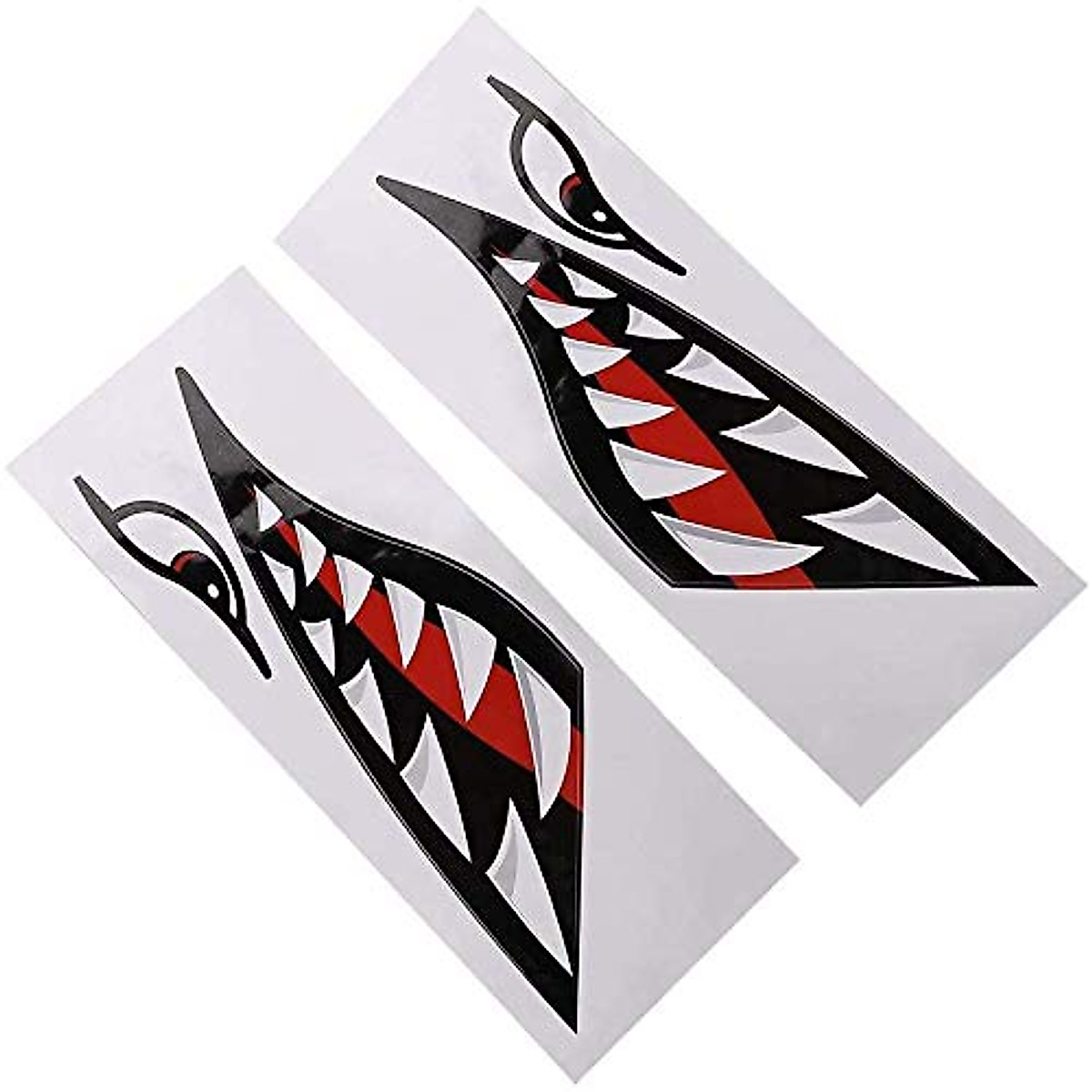 2Pcs Shark Teeth Mouth Reflective Decals Sticker Waterproof Diy Funny Graphics Accessories For Car Kayak Canoe Fishing Boat Truck Decoration Funny Boat Stickers And Decals Funny Boat Stickers And
