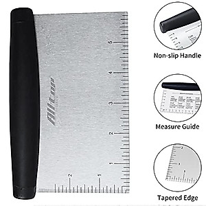 ALLTOP® Bench Scraper & Chopper,Stainless Steel Blade Knife,Pastry Cutter for Pasta Dough Bread Cake Baking,Multi-purpose Kitchen Tool with Scale Ruler - Set of 2 Pack