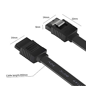 BENFEI SATA Cable III, 3 Pack SATA Cable III 6Gbps Straight HDD SDD Data Cable with Locking Latch 18 Inch Compatible for SATA HDD, SSD, CD Driver, CD Writer - Black