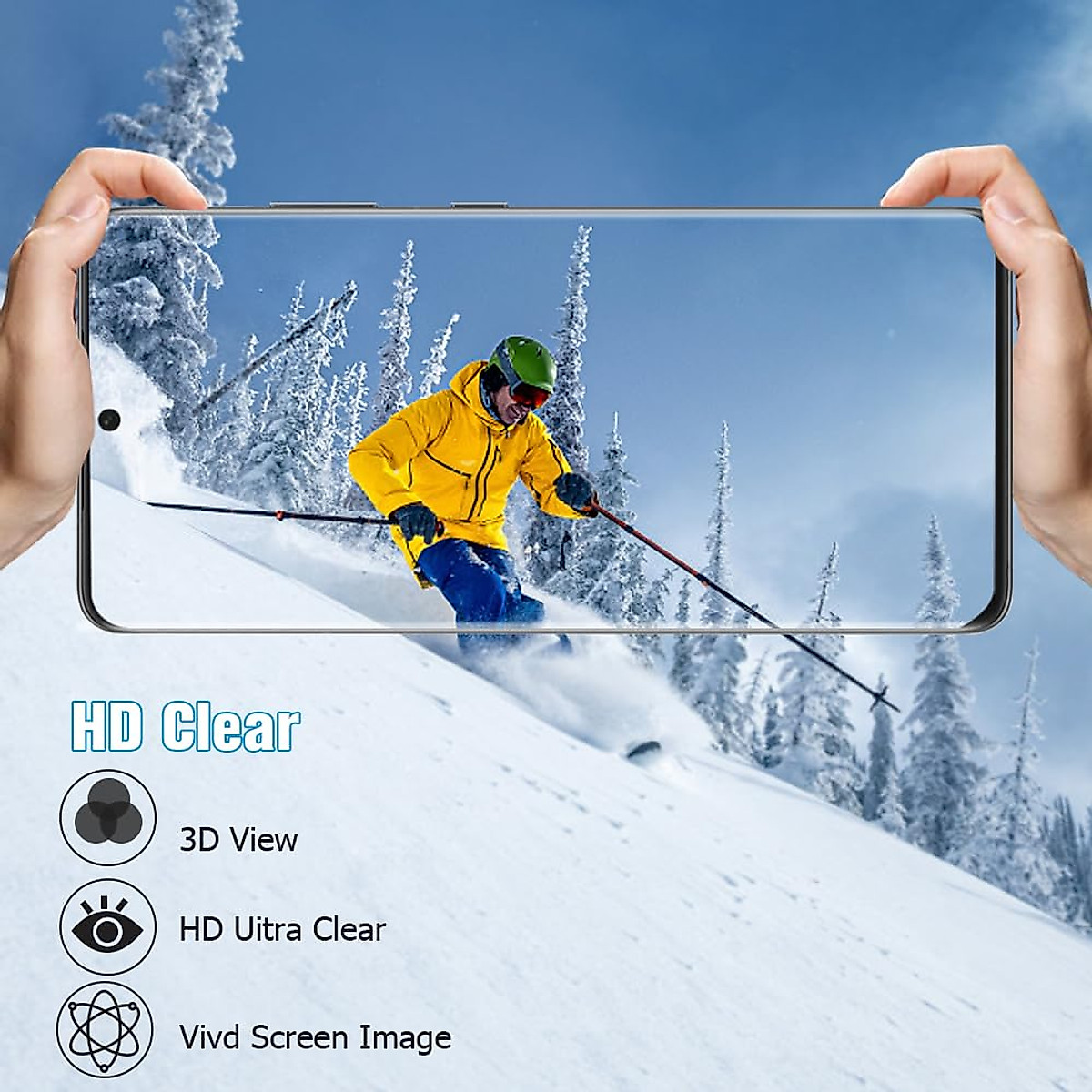 [2+2 Pack] Galaxy S21 Ultra Tempered Glass Screen Protector, Ultrasonic Fingerprint Support, 9H Hardness Scratch Resistant, 3D HD Curved, Bubble-Free, for Samsung Galaxy S21 Ultra Screen Protector(6.8