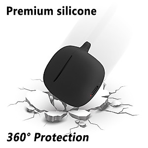 Geiomoo Silicone Case Compatible with JBL Tour Pro+ TWS, Protective Cover with Carabiner (Black)