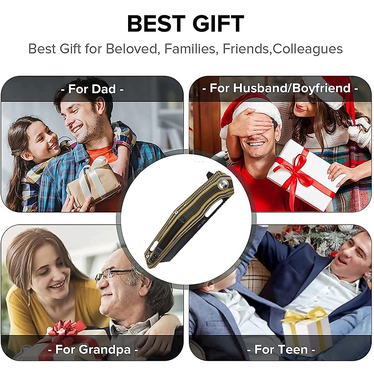 SHIELDON Boa Pocket Knife 3.82" Tanto Titanium Coating D2 Blade G10 Handle Thumb Hole Flipper Open Folding Knife with Pocket Clip for Outdoor Daily Carry