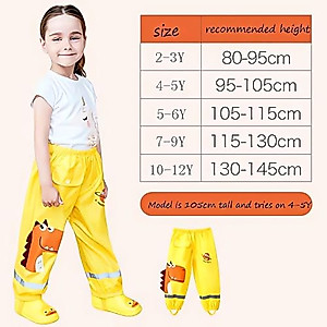 Toddlers Rain Waterproof Pants Little Boys Mud Dirty Proof Trousers Lightweight Hood Rain Poncho Kids Rain Suit Blue 1-2 Years