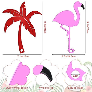 2 Pieces Mailbox Flags Flamingo Coconut Tree Mailbox Replacement Flags for Roadside Mailbox Flag Replacement Metal Mail Box Flag Decorations for Brick Mailbox Hardware, 2 Styles