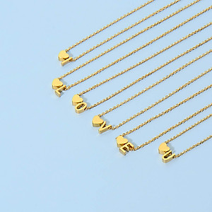 Glimmerst Initial Heart Necklace,18K Gold Plated Stainless Steel Tiny Heart Letter A Necklace Personalized Monogram Name Necklace for Women