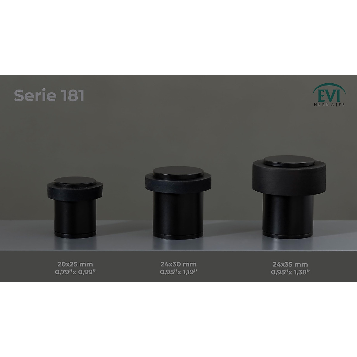 Door Stop I-181 Series (Black Lacquered Stainless Steel - Black Rubber, 0,79x0,99)