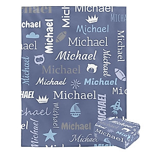 Eyesoul Personalized Baby Blanket for Boys,Newborn Swaddle Blanket with Name,Baby Boy Blankets,Custom Baby Gifts for Boys,Fleece Throw Blanket,Travel Blanket,Camping Blanket,Baby Blanket Unisex.60×80