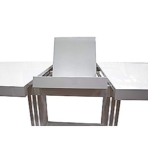Best Master Furniture Bailey Modern Lacquer Dining Table with Extension, White