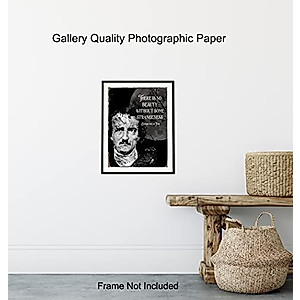 Edgar Allan Poe Gothic Decor - The Raven Spooky Creepy Scary Wall Art - Goth Poster Sign Picture Print - Pagan Witch Wicca, Wiccan Gifts - Inspirational Quotes Sayings Home Decor