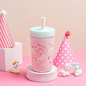 Zak Designs Kelso Toddler Cups For Travel or At Home, 12oz Vacuum Insulated Stainless Steel Sippy Cup With Leak-Proof Design is Perfect For Kids (Fanciful Unicorn)