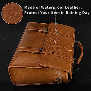 Leather Mens Messenger Bag Vintage 15.6 Inch Waterproof Leather Laptop Briefcase Large Satchel Shoulder Bag Retro Office College Computer Laptop Bag, Brown