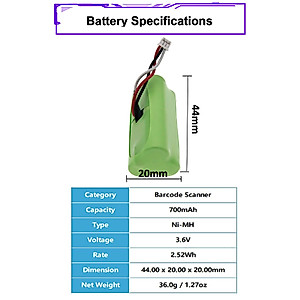 Youejoeq (10-Pack) Replacement Battery for Symbol LS4278 LS4278-M DS6878 DS6878-SR 82-67705-01 BTRY-LS42RAAOE-01 Barcode Scanner Battery 700mAh 3.6V - 3.7V NiMH