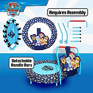 PAW Patrol Mini Trampoline, Indoor Kids Trampoline for Toddlers with Handle, Features Everest, Chase, Marshall, Skye and Rubble, Multi