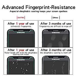 KATIN [2-Pack] For Samsung Galaxy J7 2017, J7 Prime, J7 Perx, J7 Sky Pro, J7 V, J7 Perx Tempered Glass Screen Protector No-Bubble, 9H Hardness, Easy to Install