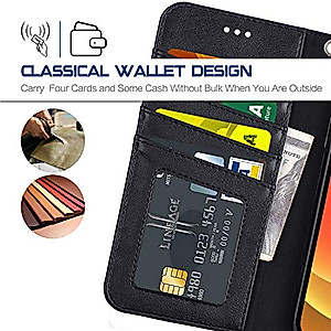 Arae Case for iPhone 12 / iPhone 12 Pro 6.1 inch Wallet Case Flip Cover with Card Holder and Wrist Strap for iPhone 12 / iPhone 12 Pro 6.1 inch - Black