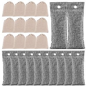 Bamboo Charcoal Air Purifying Bag (12x100g), Cedar Sachets Bags (12PACK), Natural Deodorizer, Home Fragrance, Odor Eliminators and Sachet for Home, Car, Closet, Storage, Drawers, Shoe Deodorizer