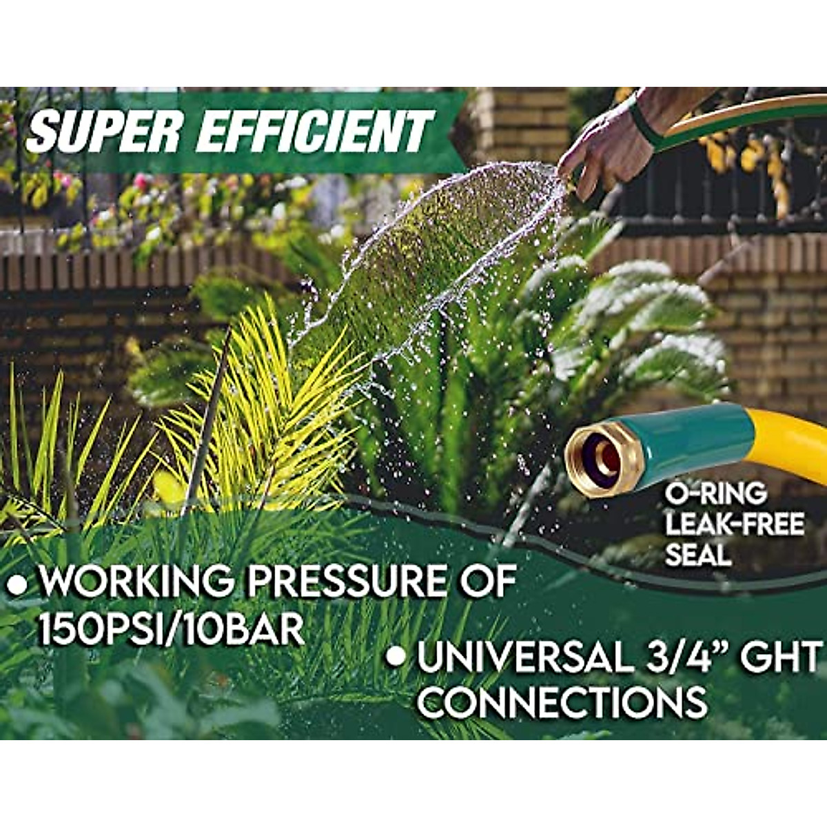 SuperHandy Garden Lead-in Water Hose 5/8" Inch x 3' Foot Heavy Duty Premium Commercial Ultra Flex Hybrid Polymer Inlet Hose Max Pressure 150 PSI/10 BAR with 3/4" GHT Fittings