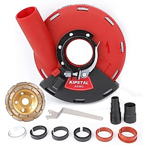 KIPSTAL Dust Shroud for Angle Grinder tool 4.5"/5"(115/125mm) Universal Dust Collector attachments and Diamond Cup Grinding Wheel 5-Inch X 1 PCS