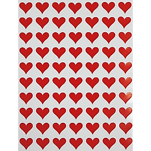 Royal Green Small Heart Stickers - Scrapbooking Stickers, Packaging Stickers, Arts & Crafts Decorative Sticker Labels for Scrapbooks & More - 0.5 inch, 350-Pack (Red)